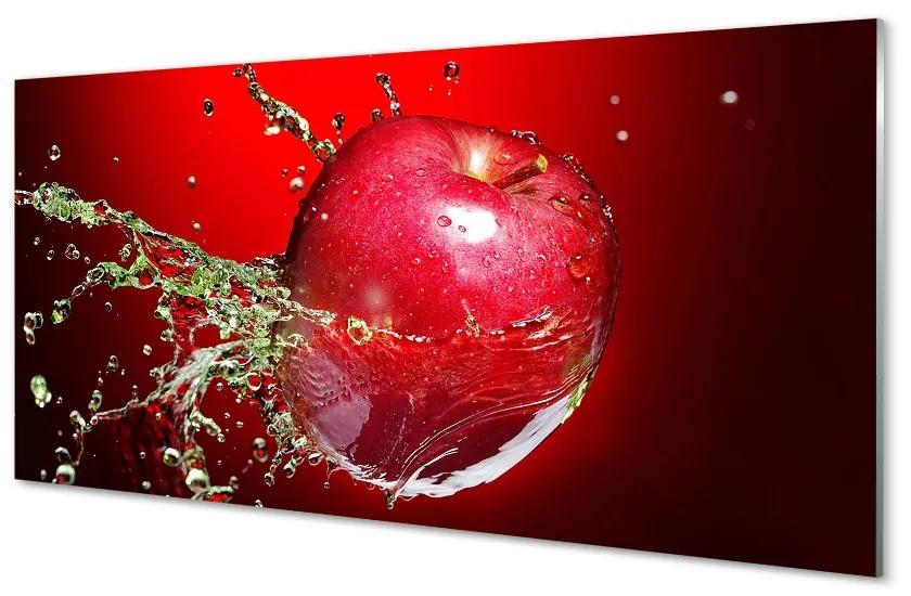 Obraz na skle jablko kapky 140x70cm