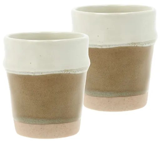 Villa Collection Porcelánový hrnek na espresso Evig 0.1 liter Cream/Brown (sada 2 ks)