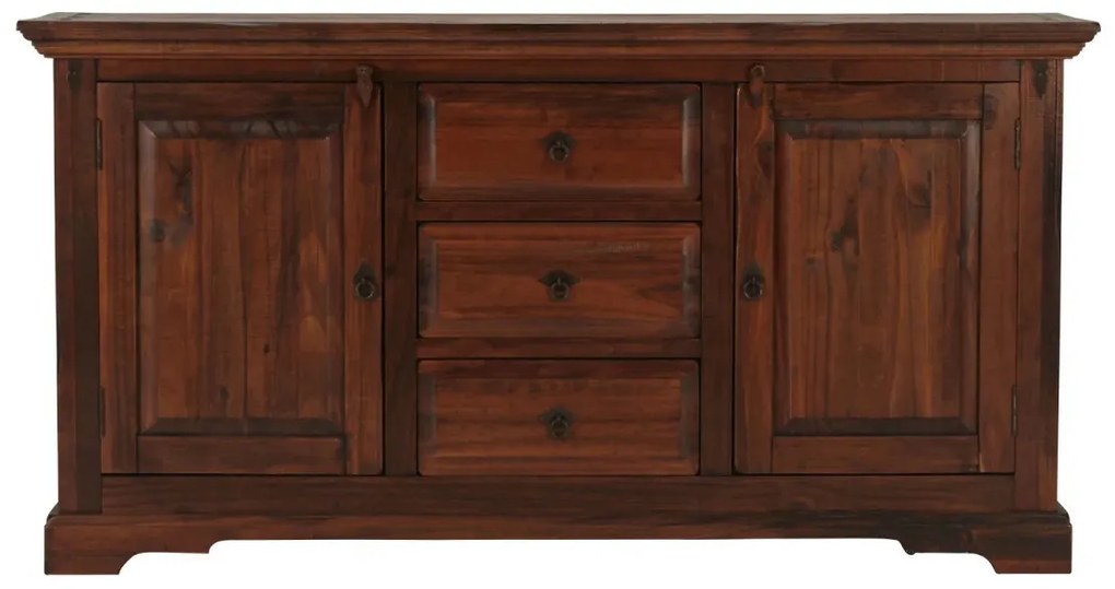 furniture-nabytek.cz - Masivní komoda Catello z borovice, lakovaná, hnědá – 170×50×90 cm