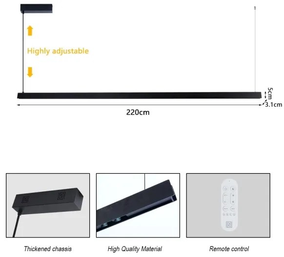 Immax NEO 07308L-LED Stm lustr na lanku MADEIRA 44W/230V Wi-Fi Tuya 202 cm černá