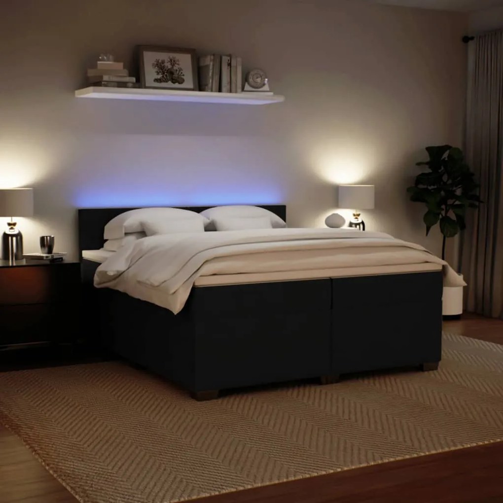 Box spring postel s matrací černá 200x200 cm samet 3288704