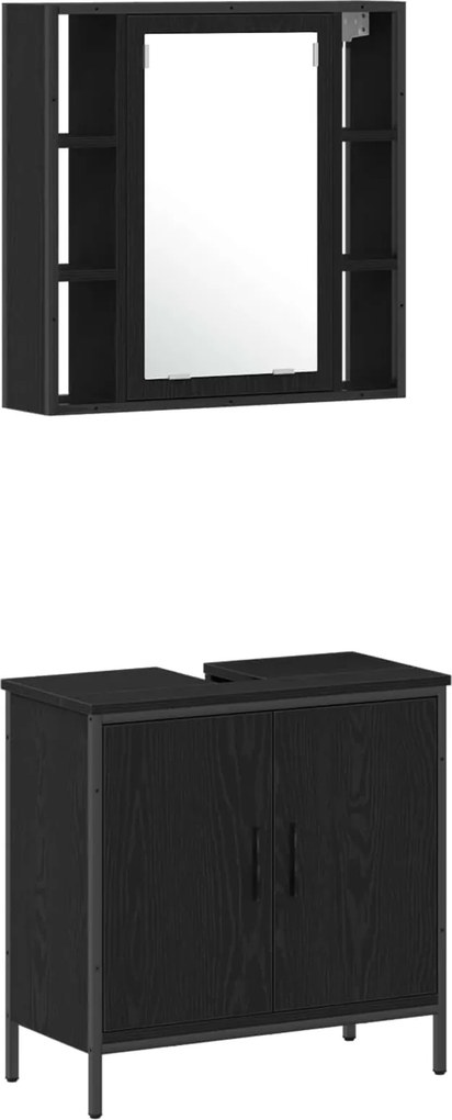 Koupelnové umyvadlové jednotky 3 ks Černá 33 x 33 x 185,5 cm 3334385