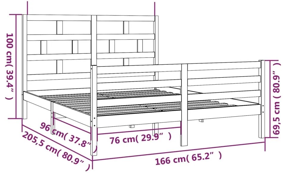Rám postele šedý masivní borovice 160 x 200 cm,  3101295