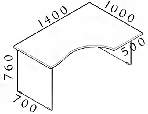 Ergonomický stůl Visio 140 x 100 cm, pravý, bílá