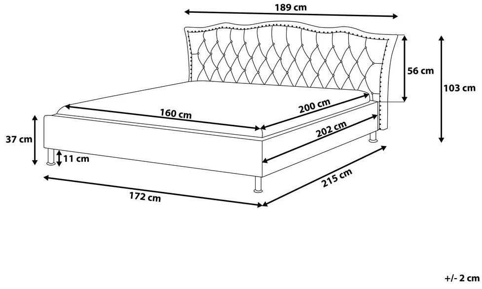Tmavě šedá sametová postel 160 x 200 cm METZ Beliani