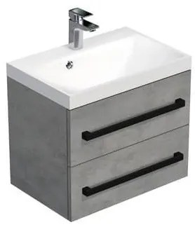 Koupelnová skříňka s černou úchytkou a umyvadlem SAT Cube Way 60x53x40 cm beton mat CUBE2C60ZBE
