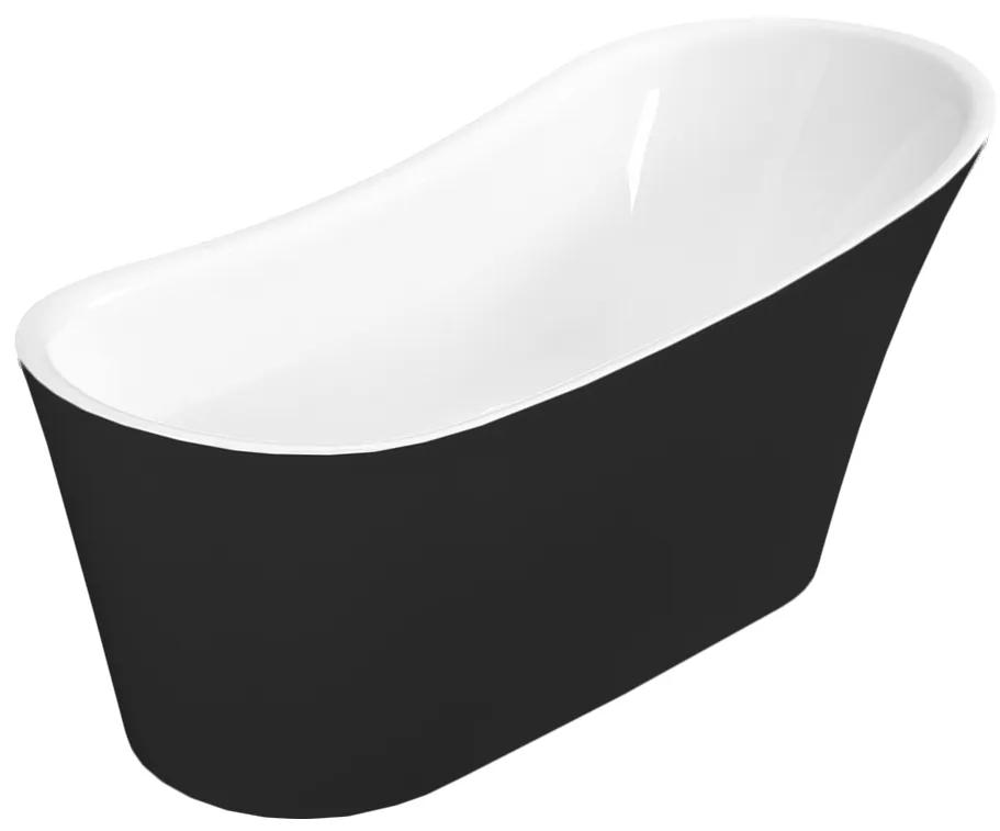 Besco Akrylátová volně stojící vana Calima BW 170x74 Barva: Bílá/černá, Rozměry (cm): 170x74, Typ a barva výpustě: Click-Clack s přepadem, chrom