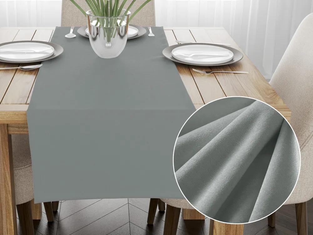 Biante Sametový běhoun na stůl SV-029 Cementově šedý 35x180 cm