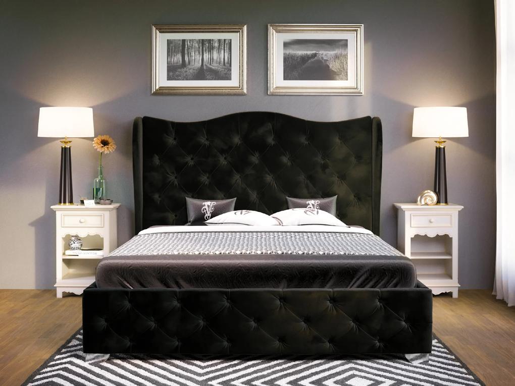 PROXIMA STORE.cz - Luxusní manželská postel BOLONIA - černá - 140/160 Velikost postele: Pre matrac 160 x 200 cm