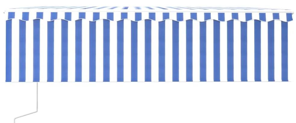 Automatická zatahovací markýza s roletou 5 x 3 m modrobílá,  3069346