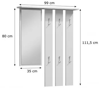Věšák + zrcadlo PARIS dub sonoma
