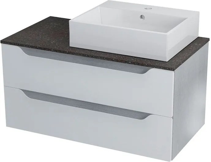 SAPHO - WAVE umyvadlová skříňka pro Rockstone desku 90x45x48cm, pravá, bílá/maliwenge WA091KP