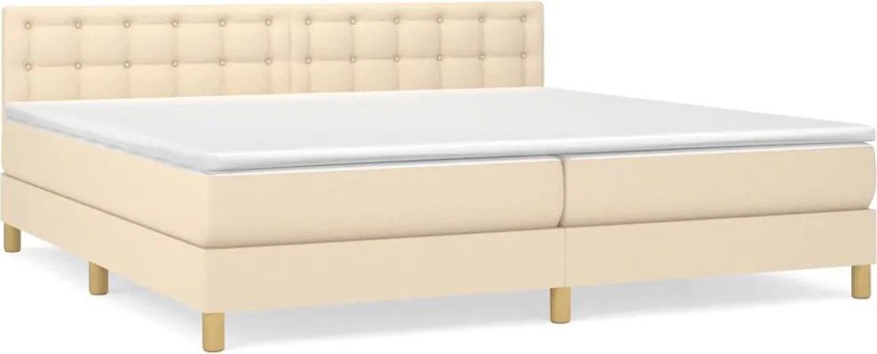 Box spring postel s matrací krémová 200x200 cm textil 3140966