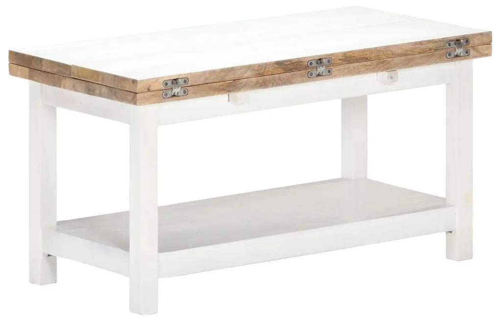 Rozkládací konferenční stolek bílý 90x(45–90)x45 cm mangovník,  286375