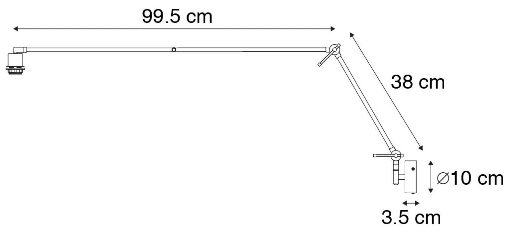 Moderní nástěnná lampa černá s nastavitelným ramenem - Blitz