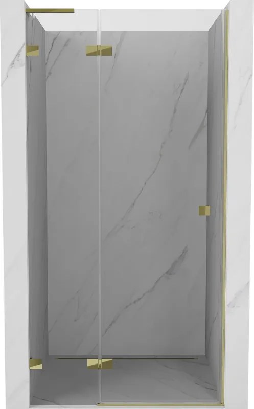 Mexen, Mexen Lunar L výklopné levé sprchové dveře 75 cm, transparentní, zlaté - 834L-075-000-50-00-L