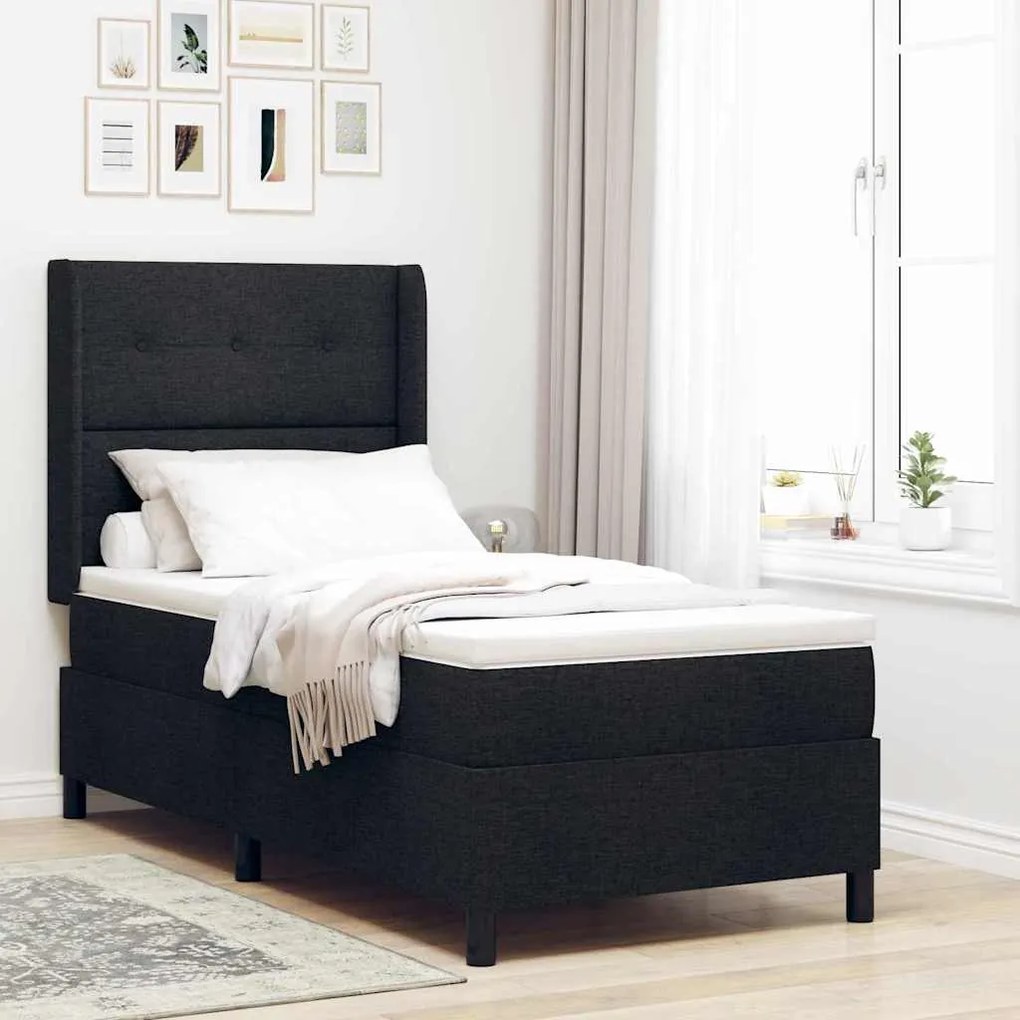 Postel s boxspringem s polštářem Černý 200 x 80 cm textil 3341611