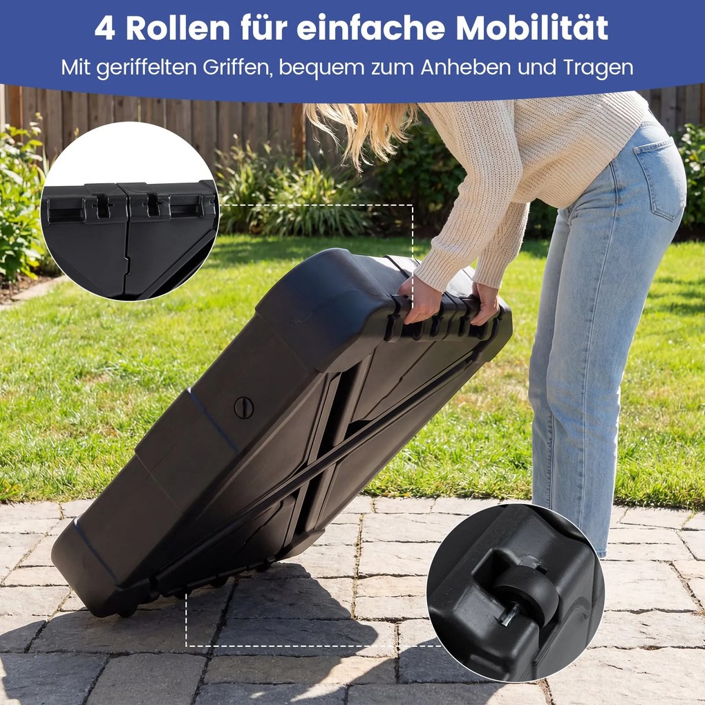 Costway 130 kg podstavec na slunečník s kolečky HDPE 84 cm čtvercový plnitelný