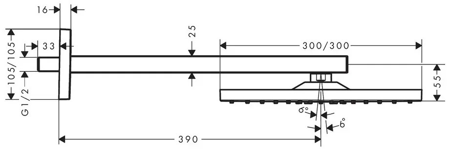 Hansgrohe Raindance E, hlavová sprcha 300 1jet se sprchovým ramenem, kartáčovaný bronz, HAN-26238140