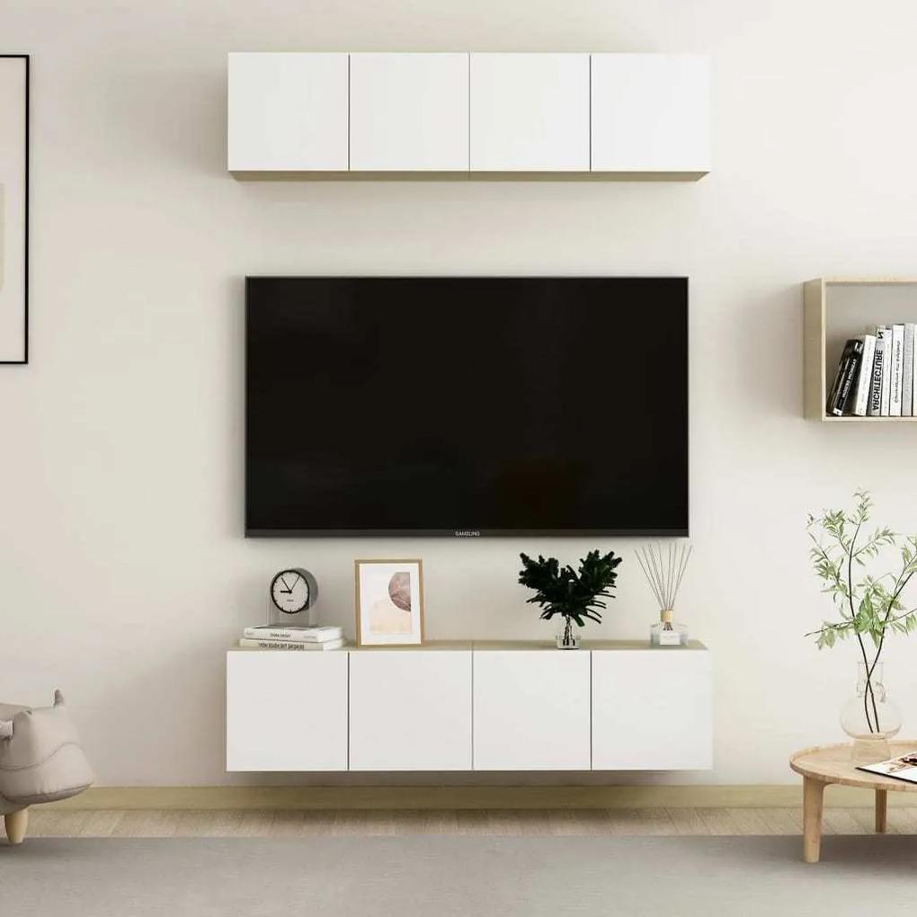 vidaXL TV skříňky 4 ks 60 x 30 x 30 cm dřevotříska [3078744] Barva: Bílá
