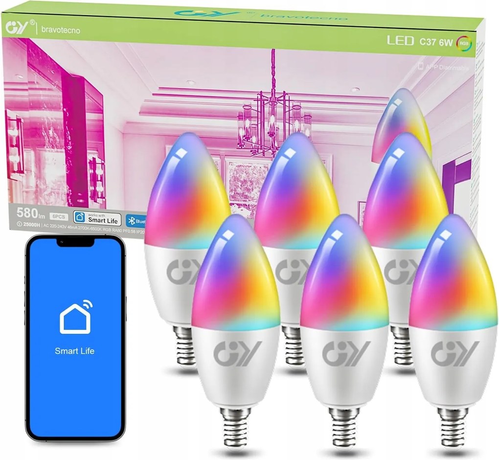 Inteligentní žárovka Smart GU10 E14 Led stmívatelná Bluetooth 600lm 6 ks