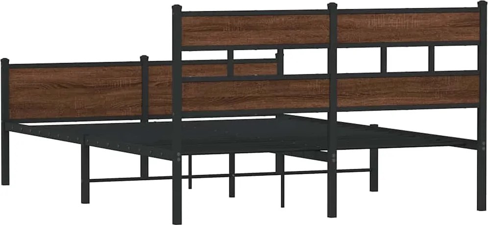 Kovový rám postele bez matrace hnědý dub 160 x 200 cm 3308516