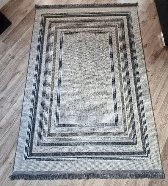 HU Šedo-béžový moderní koberec Boho 872-S s motivem obdélníků Rozměr: 60x100 cm