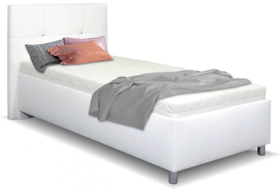 Čalouněná postel s úložným prostorem Crissy, 90x200, bílá