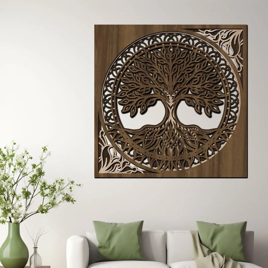 dřevo života Dřevěný strom ZÁZRAKŮ Zvolte rozměr (cm): 95x95, Zvolte barvu dekoru: Ořech-dub sonoma-wenge