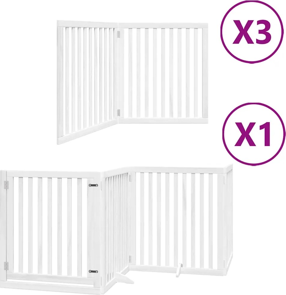 Zábrana pro psy s dvířky skládací 10 panelů bílá 800 cm topol 3155679