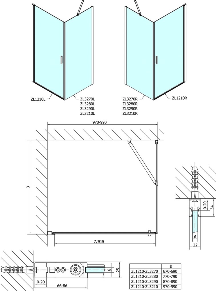 Polysan ZOOM LINE 100 x 70 cm ZL1210ZL3270 sprchový kout