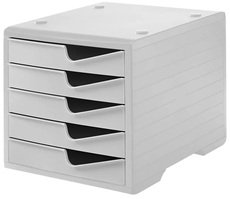 Třídící box, 5 zásuvek, šedá/šedá