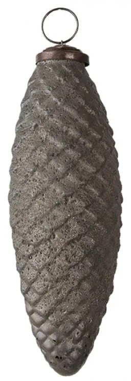 Šedo hnědá vánoční ozdoba ve tvaru šišky – 6x17 cm