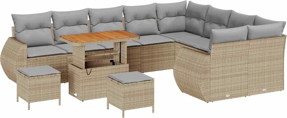 Sada zahradních pohovek 12 ks Béžová polyratan 3361917
