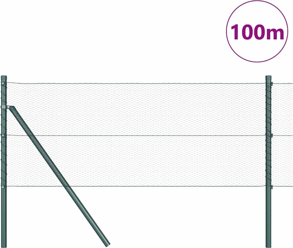 Hexagonální kotvení plotu 100 x 0,8 m Ocel potažená PVC Zelená 3352740