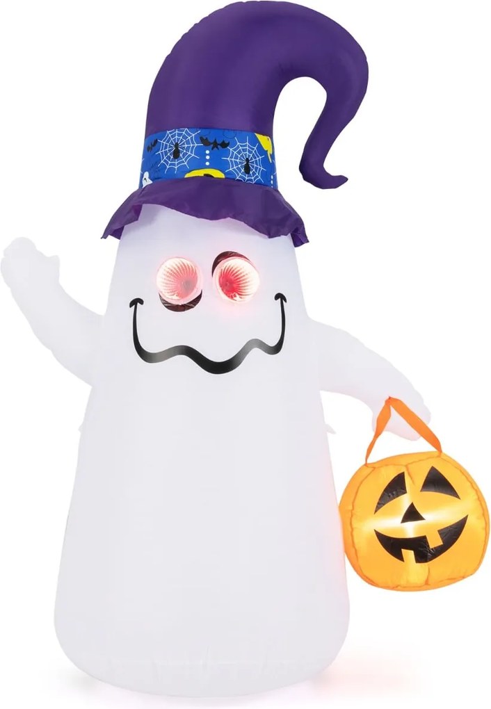 Costway 180 CM LED nafukovací halloweenský duch s dýní Venkovní hrozná dekorace