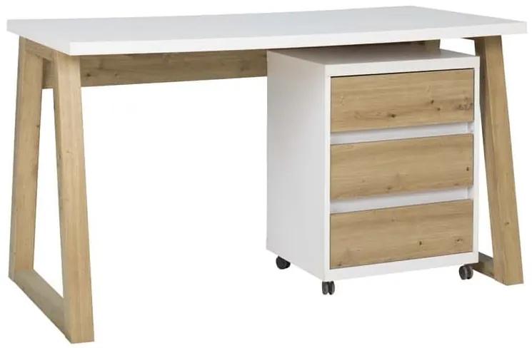 Kancelářský stůl Fabricio bílá/artisan Varianta: S šuplíky