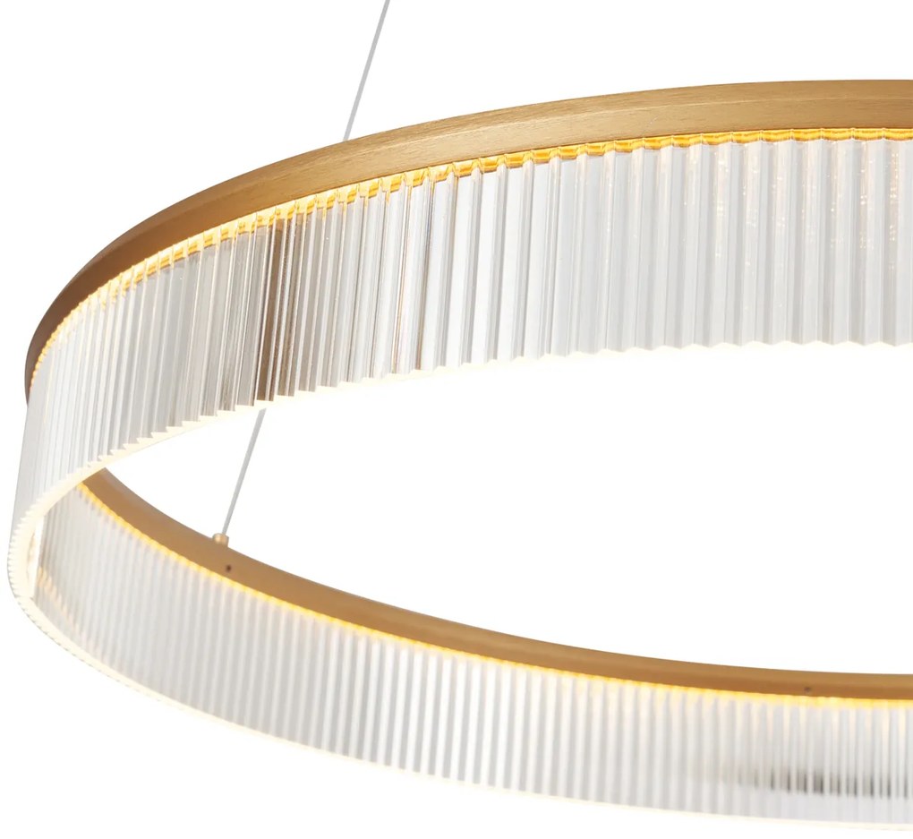 Moderní závěsné svítidlo mosazné 78 cm vč. LED s 3-stupňovým stmíváním - Anello Chandelier