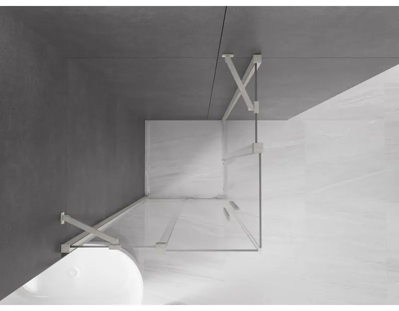 Mexen Velar Duo, sprchový kout s posuvnými dveřmi 90 x 90 cm, 8mm čiré sklo, broušená ocel, 871-090-090-02-97
