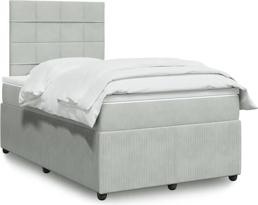 Box spring postel s matrací světle šedá 120 x 200 cm samet 3292310