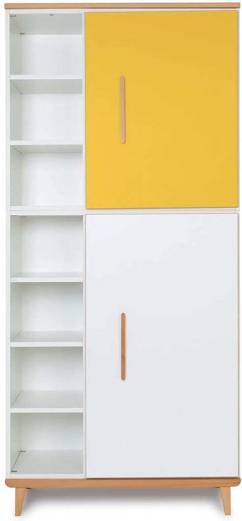 De Breuyn Dětská šatní skříň DeBreuyn Nado 2D 198 cm | žlutá, bílá