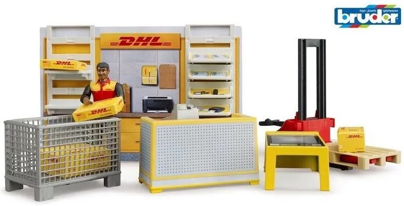 Herní set bruder bworld 62251 pobočka přepravce dhl s figurkou