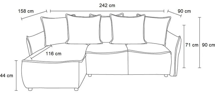 Tyrkysová rozkládací rohová pohovka (levý roh) Leon – Bobochic Paris