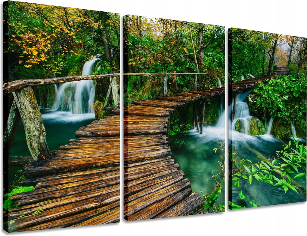 Obraz Triptych Do Obývacího Pokoje Pomost Kladka Les 150x90