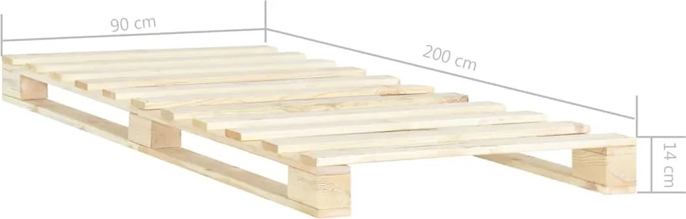 Rám postele z palet masivní borovice 90 x 200 cm 285234