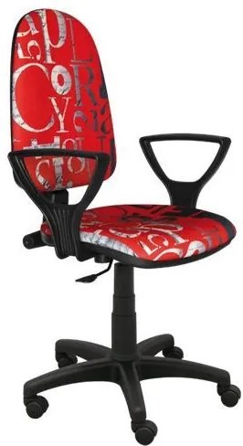 MAXMAX Dětská otočná židle BRENDA - TEXT červená