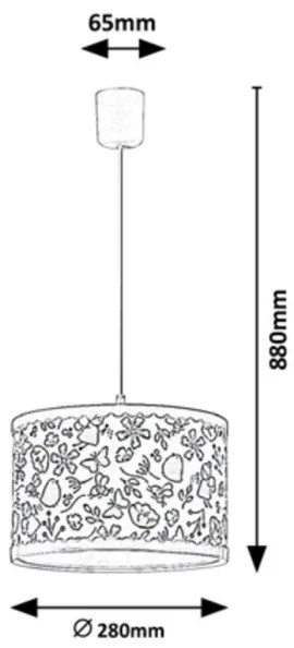 Rabalux - Dětský lustr na lanku 1xE27/40W/230V růžová