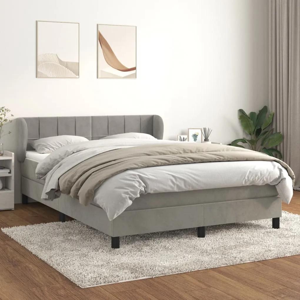 Box spring postel s matrací světle šedá 140x200 cm samet,  3127493