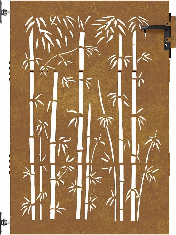 Zahradní branka 85 x 150 cm corten ocel bambusový design 153235