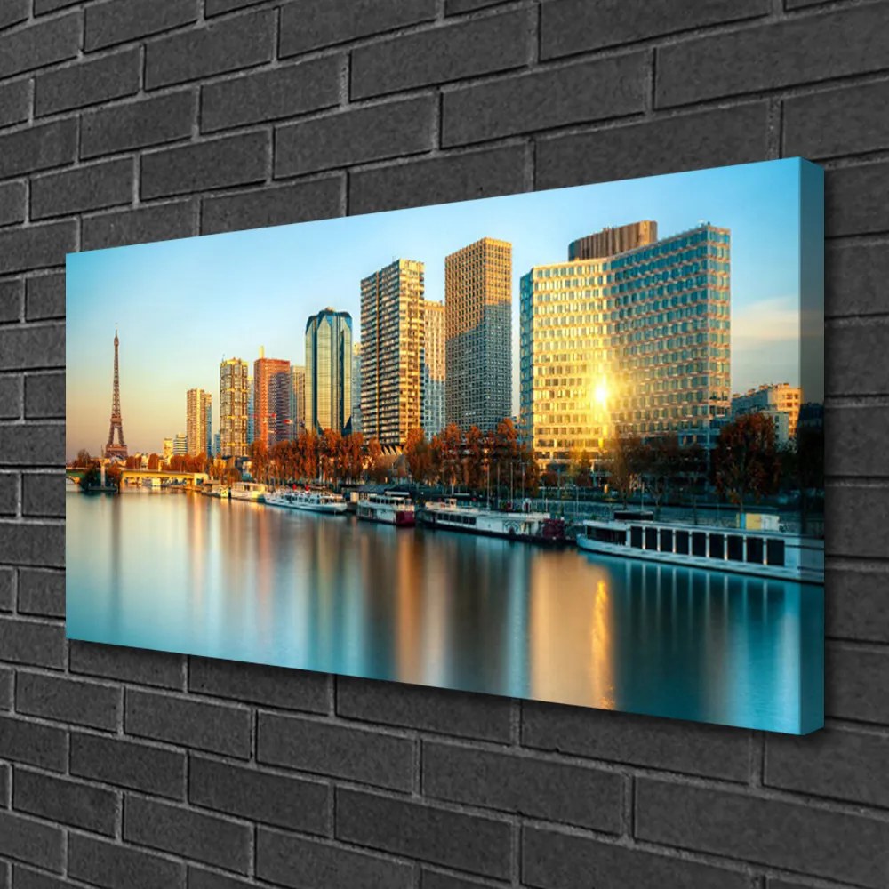 Obraz na plátně Město Moře Domy Paříž 120x60 cm